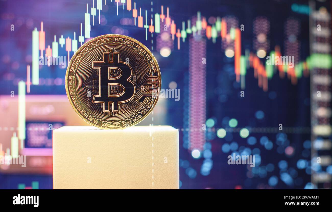 Bitcoin cryptocurrency gold coin. Trading on the cryptocurrency ...