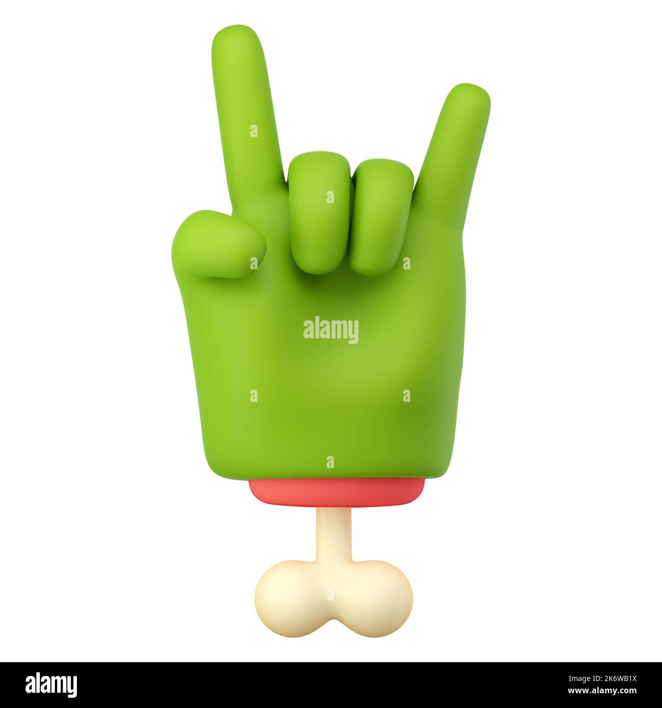 3d zombie hand in plastic cartoon style. Rock fingers gesture. Green ...