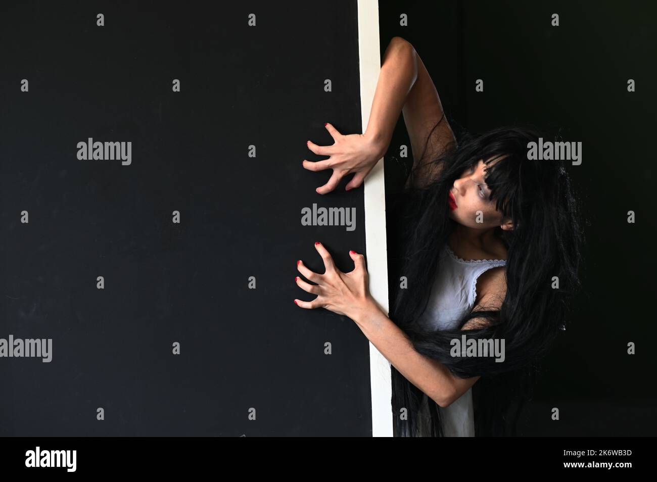 Happy Halloween day in Scary ghost woman. Asian ghost or zombie horror ...