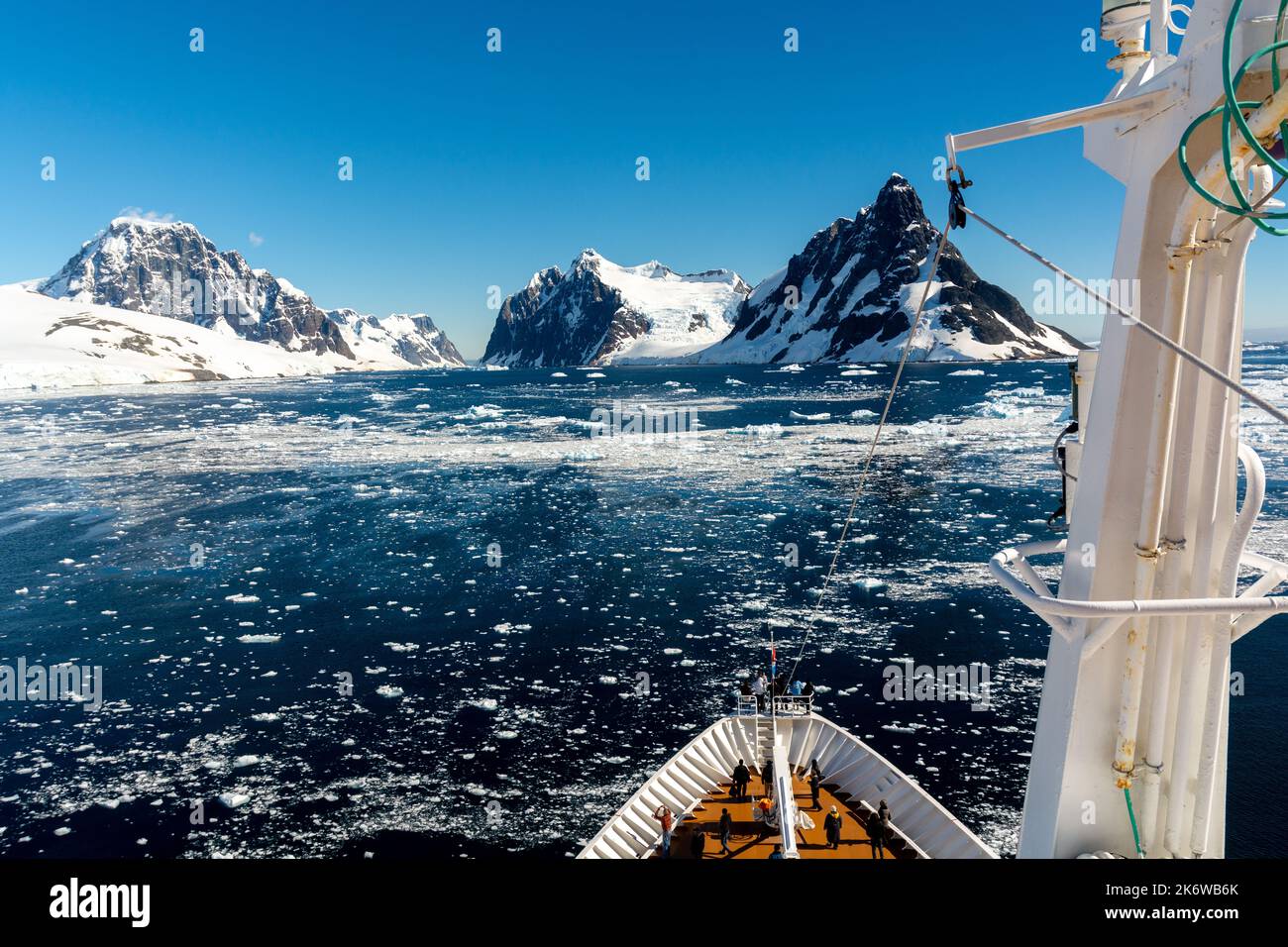 cruise ship making northern approach to the brash ice waters of lemaire ...