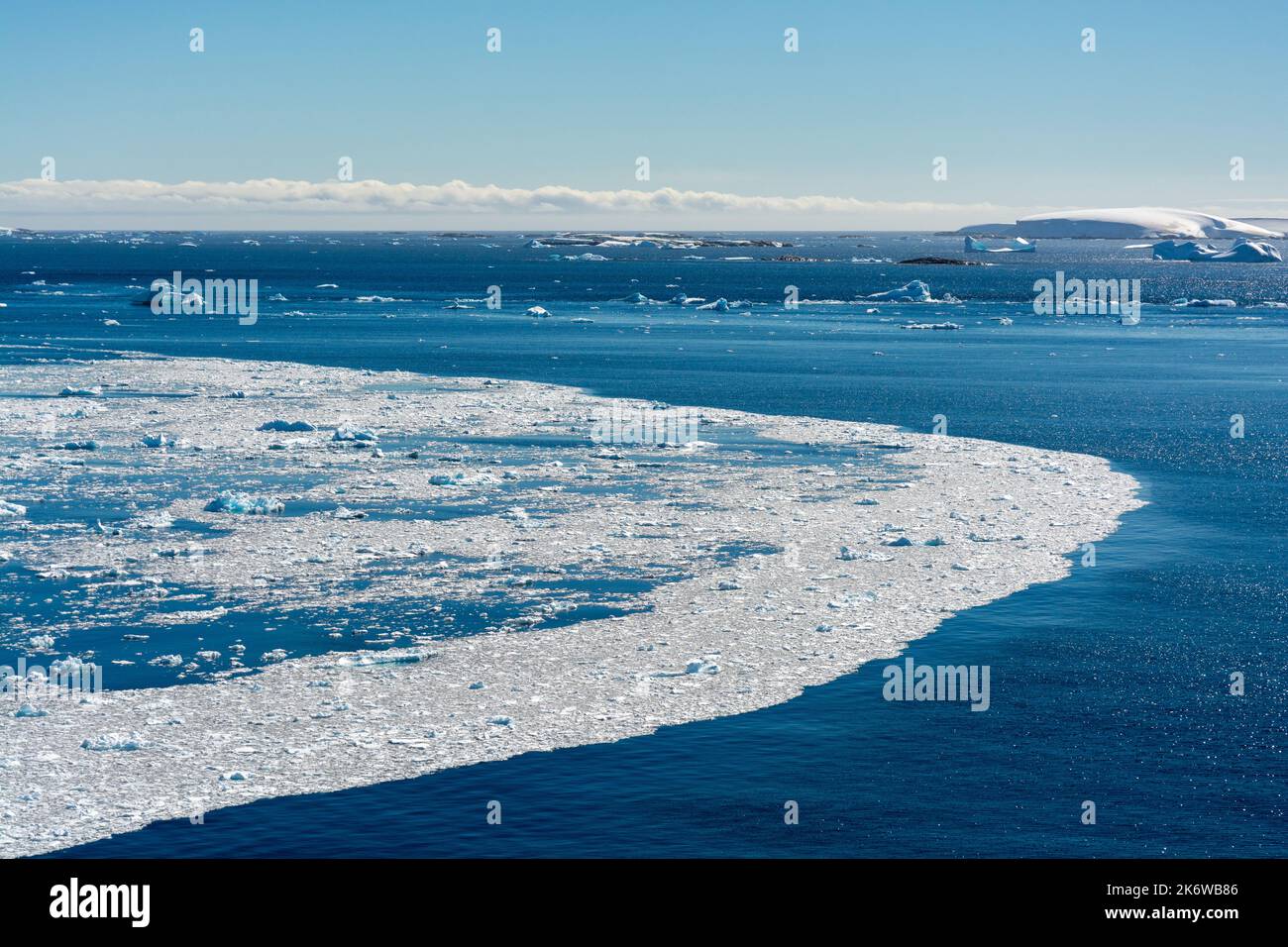 brash ice floating on waters of northern approach to lemaire channel ...