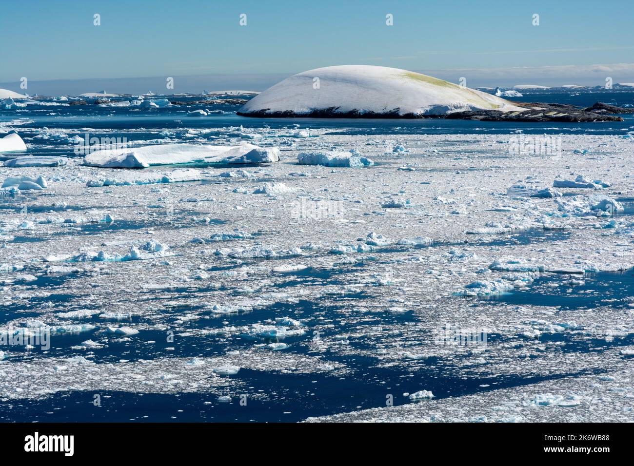 brash ice floating on waters of northern approach to lemaire channel ...