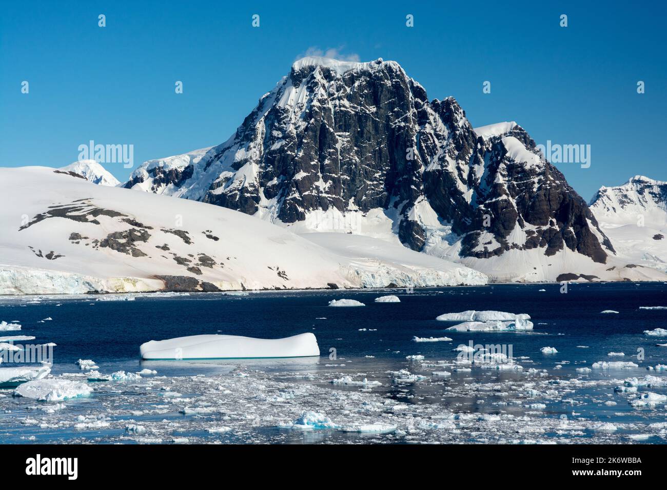 brash ice floating on waters of northern approach to lemaire channel ...