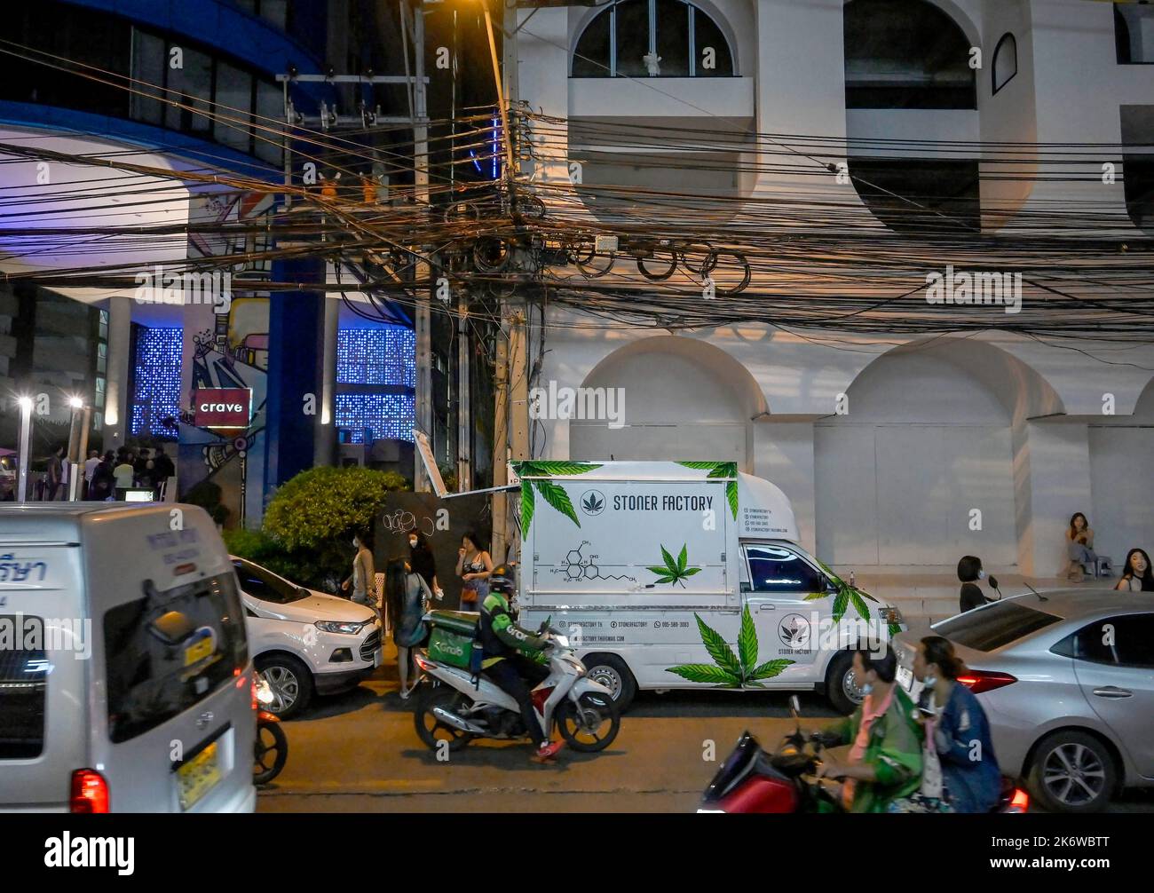 Bangkok, Thailand. 15th Oct, 2022. General view of a marijuana pop up truck in Bangkok's ...