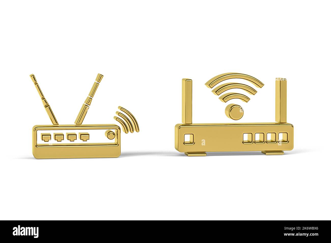 Golden 3d router icon isolated on white background - 3d render Stock ...