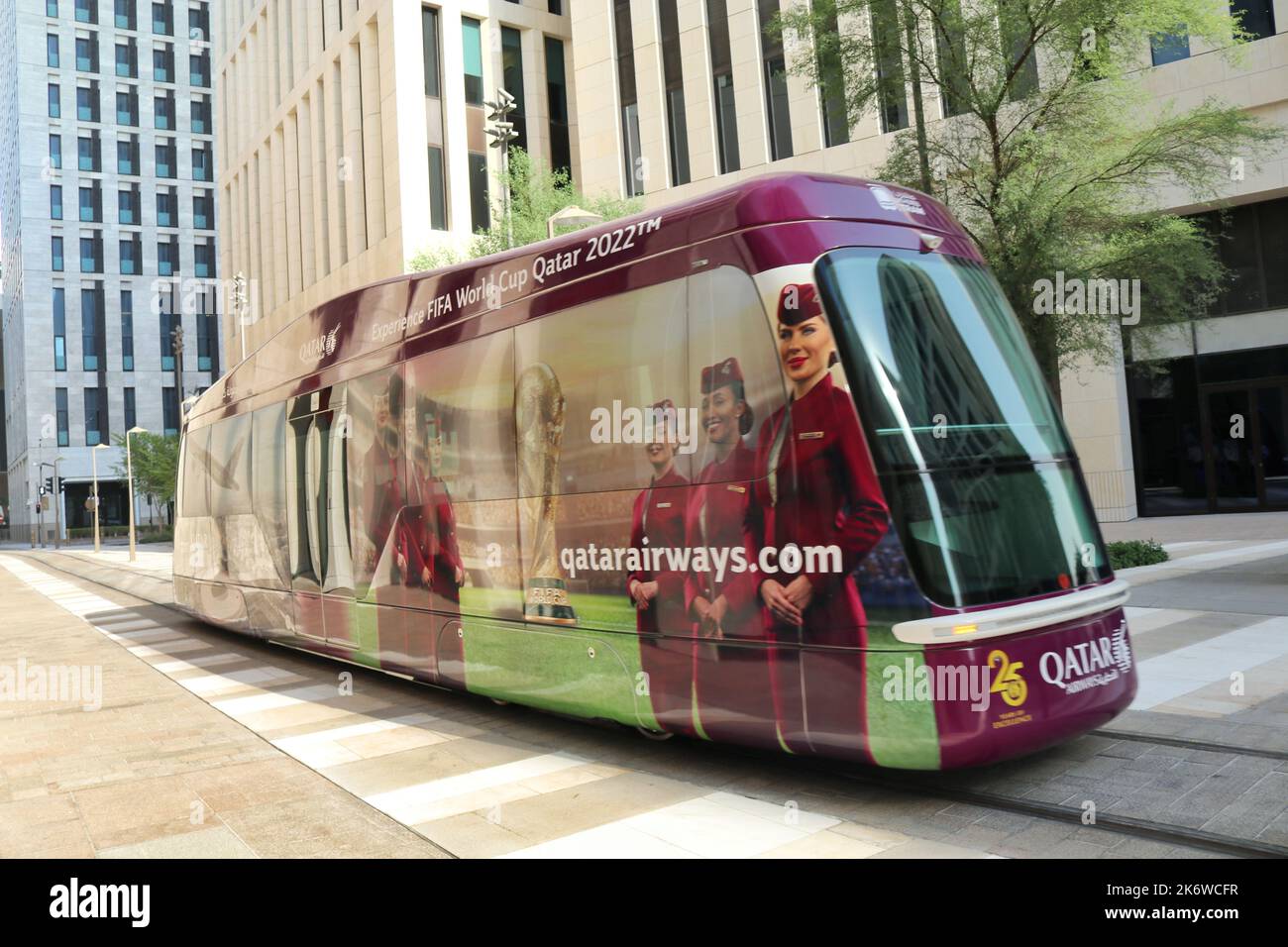 A view of Musheireb Tram, running around a closed-loop circuit with a 2 ...