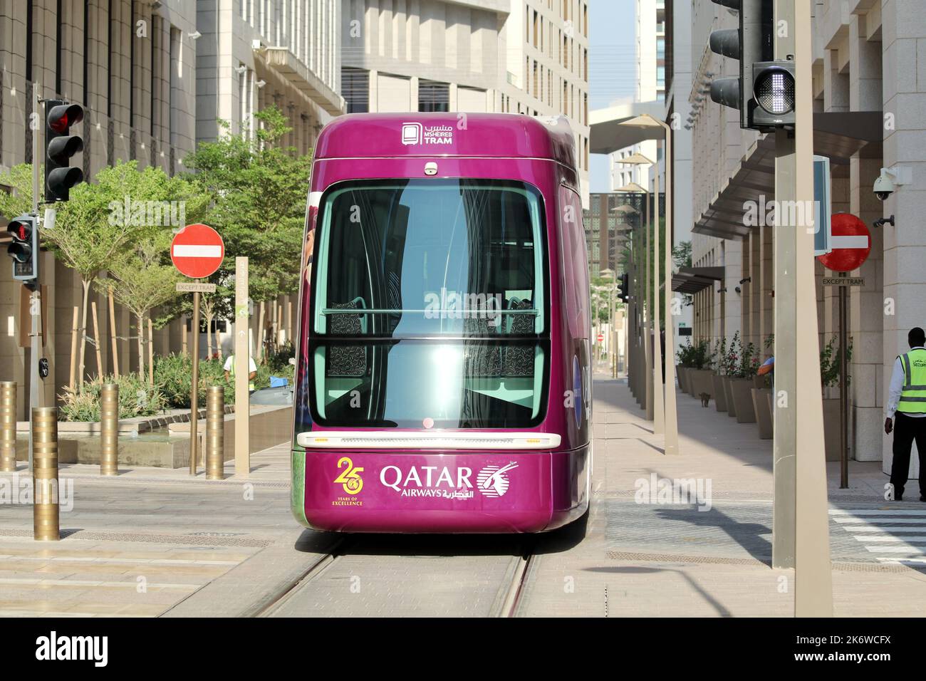 A view of Musheireb Tram, running around a closed-loop circuit with a 2 ...