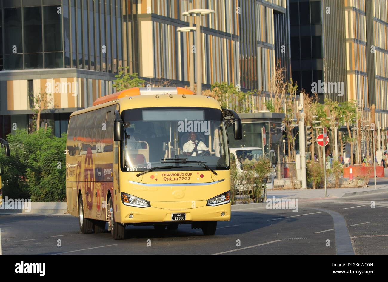 View of FIFA 2022 Fans shuttle bus for free transportation to the ...