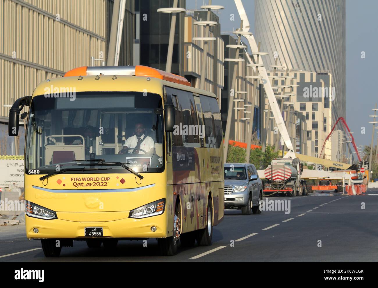 View of FIFA 2022 Fans shuttle bus for free transportation to the ...
