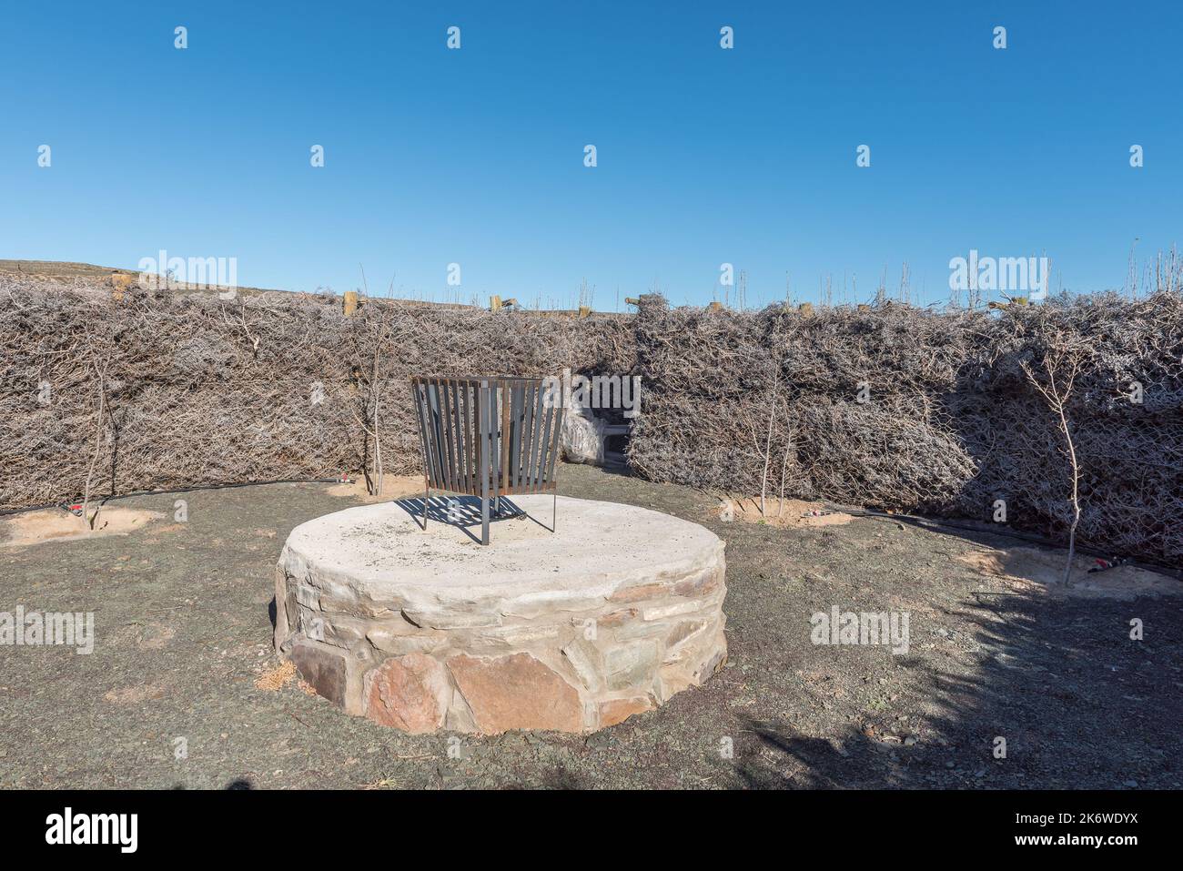 SUTHERLAND, SOUTH AFRICA - SEP 3, 2022: Fire place in Boma Vega at ...