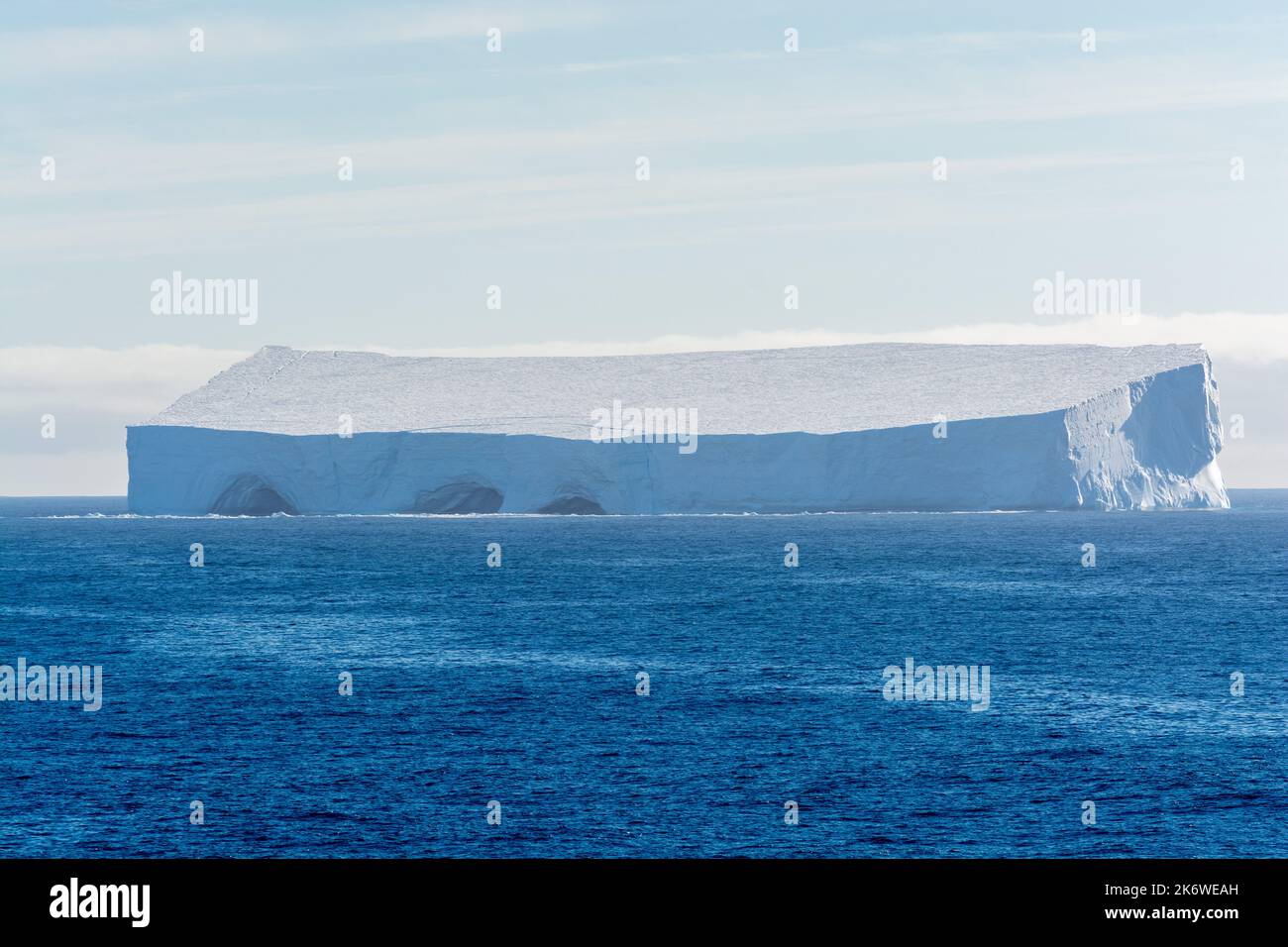 large tabular (table) iceberg in southern ocean off antarctic peninsula ...