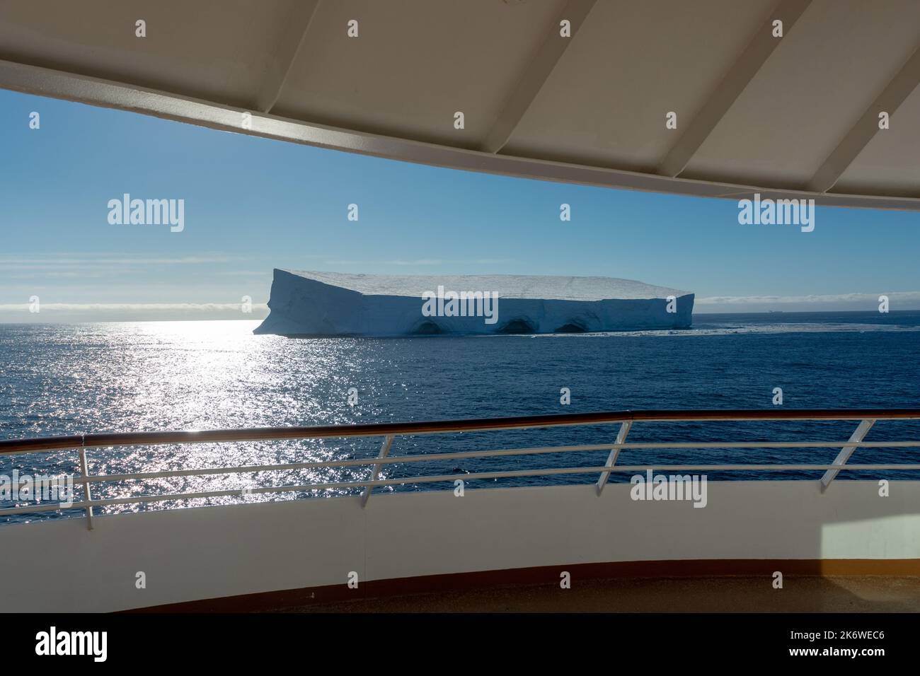 large tabular (table) iceberg seen from cruise ship in southern ocean ...