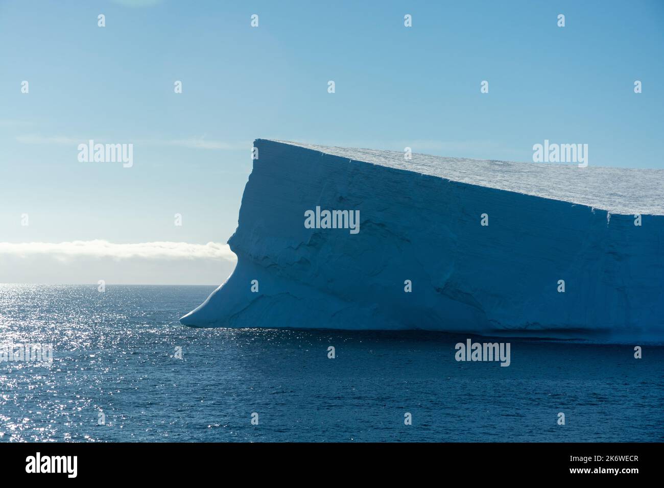 corner of large tabular (table) iceberg in southern ocean off antarctic ...