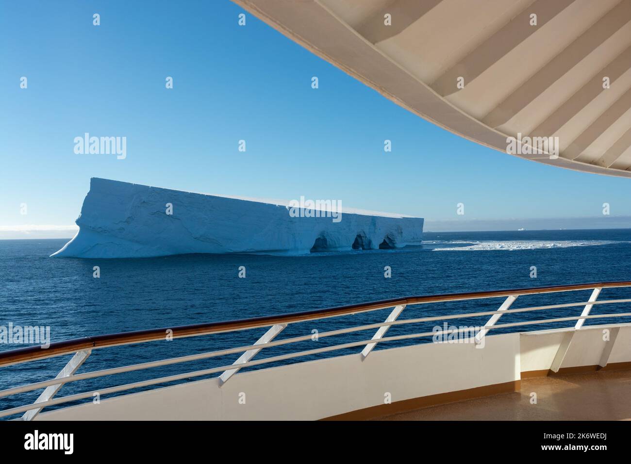 large tabular (table) iceberg seen from cruise ship in southern ocean ...