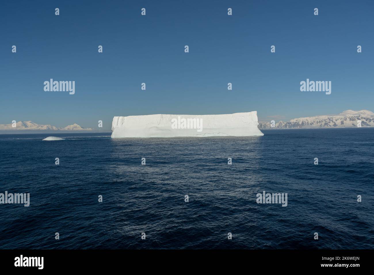 large tabular (table) iceberg in southern ocean off antarctic peninsula ...