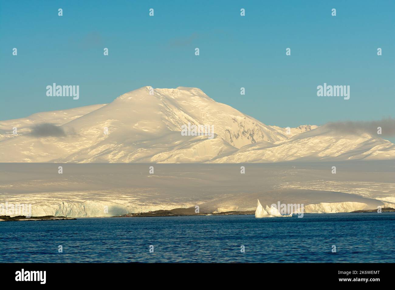 late evening sun on palmer station. usa research station and base at ...