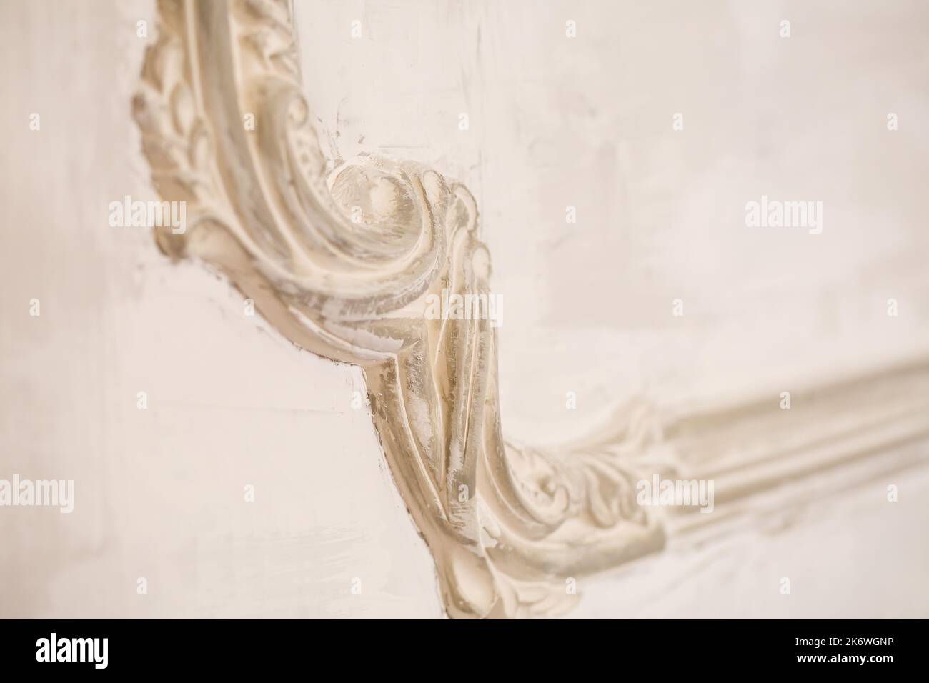 Beautiful plaster wall decor. Plaster decorations on the wall during ...