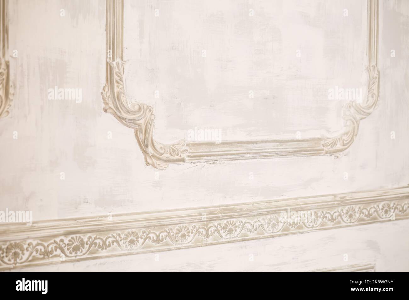 Beautiful plaster wall decor. Plaster decorations on the wall during ...