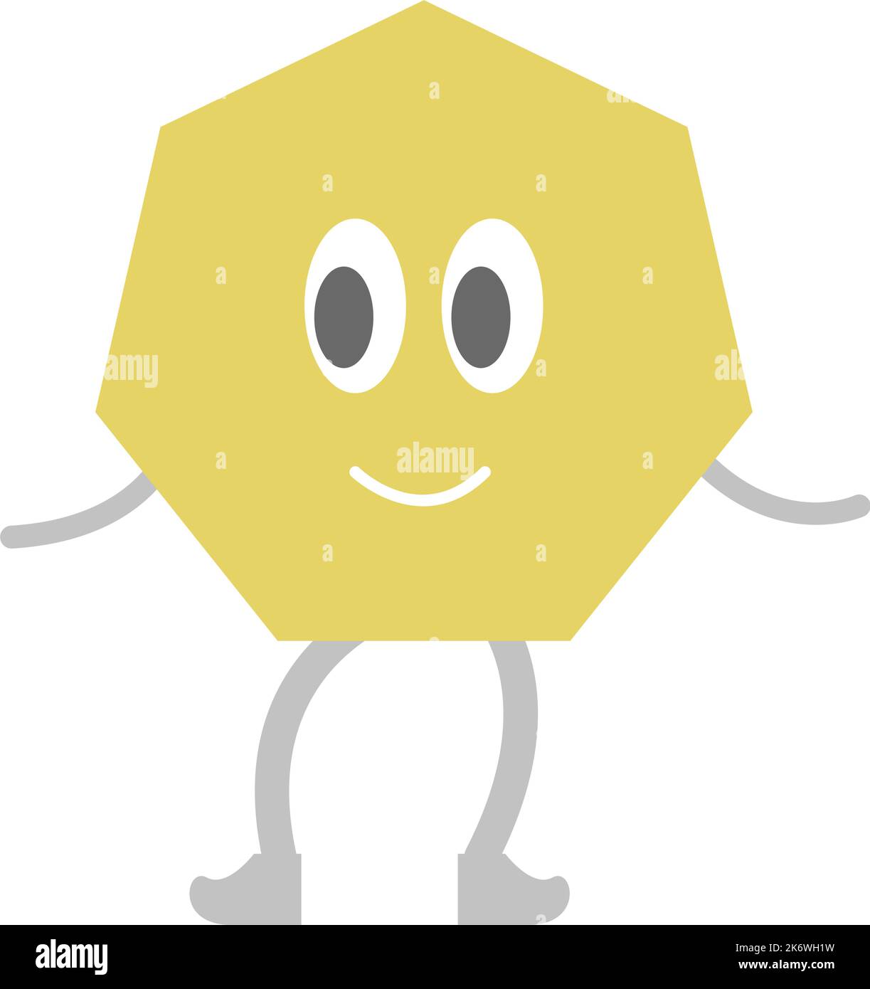 Heptagon cartoon geometric shape for kids to learn basic math education ...