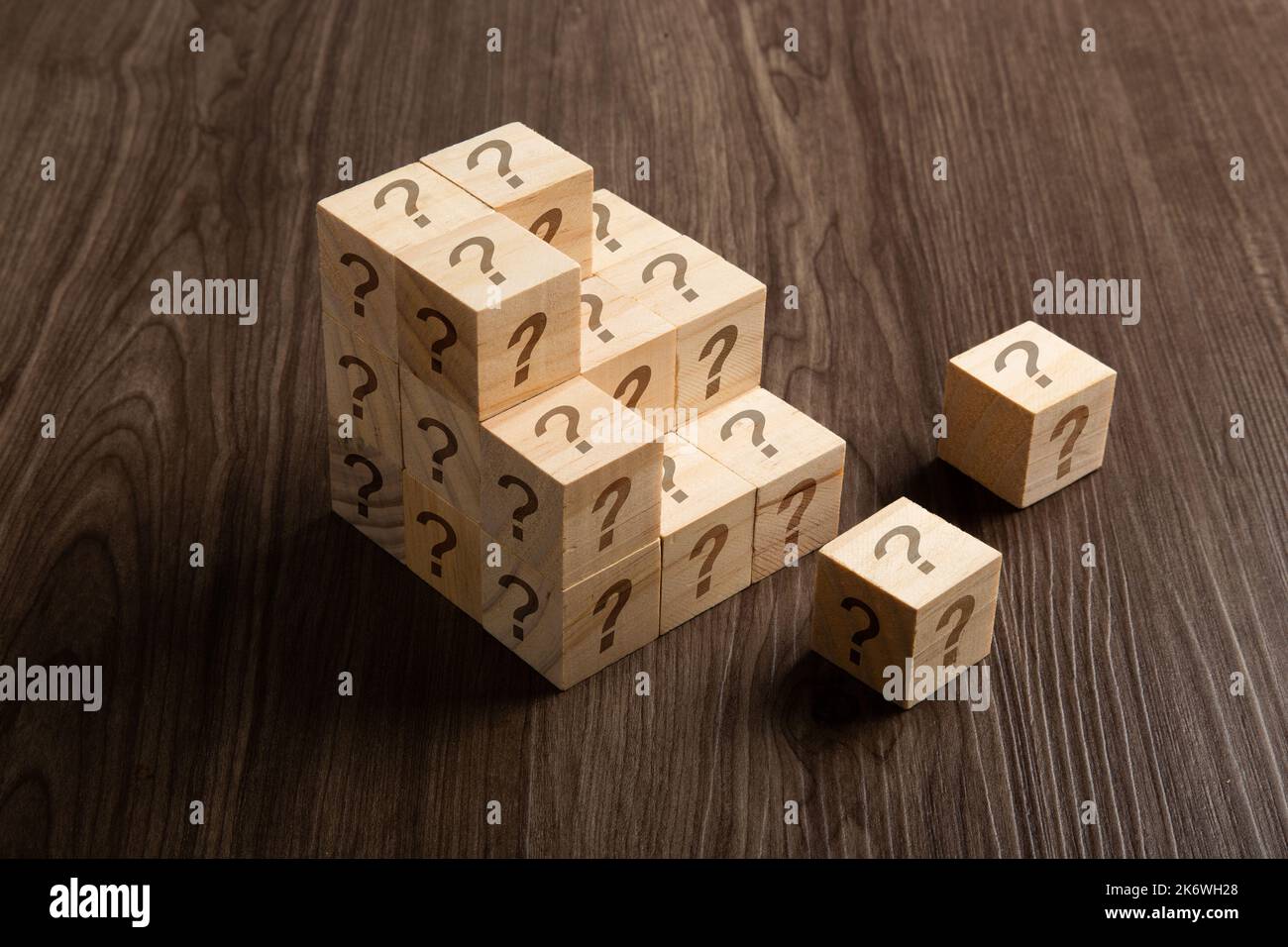Question marks on wooden blocks, financial business concept Stock Photo ...