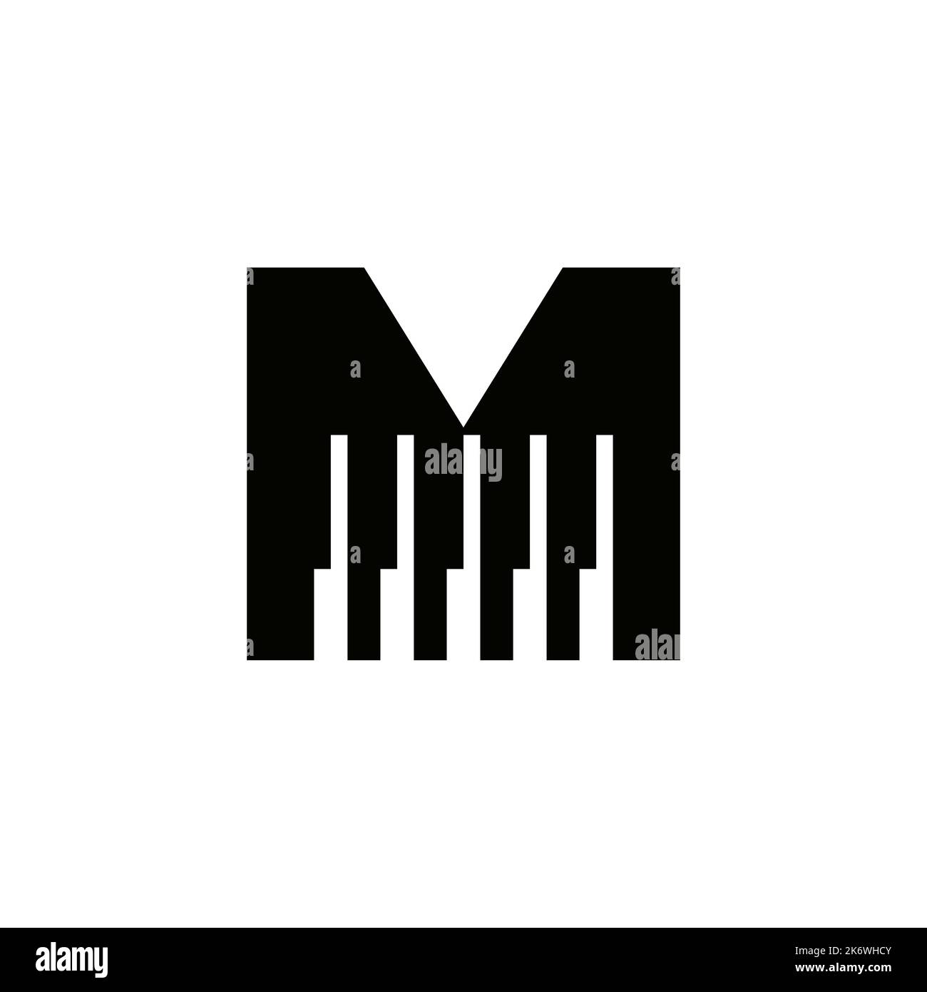 Letter M Musician Symbol, Piano Logo Icon Vector Template On White ...