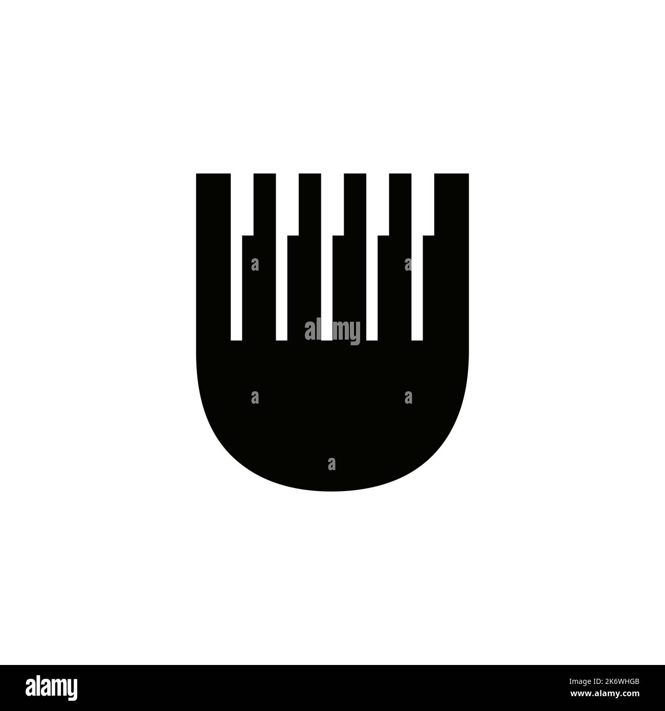 Letter U Musician Symbol, Piano Logo Icon Vector Template On White ...