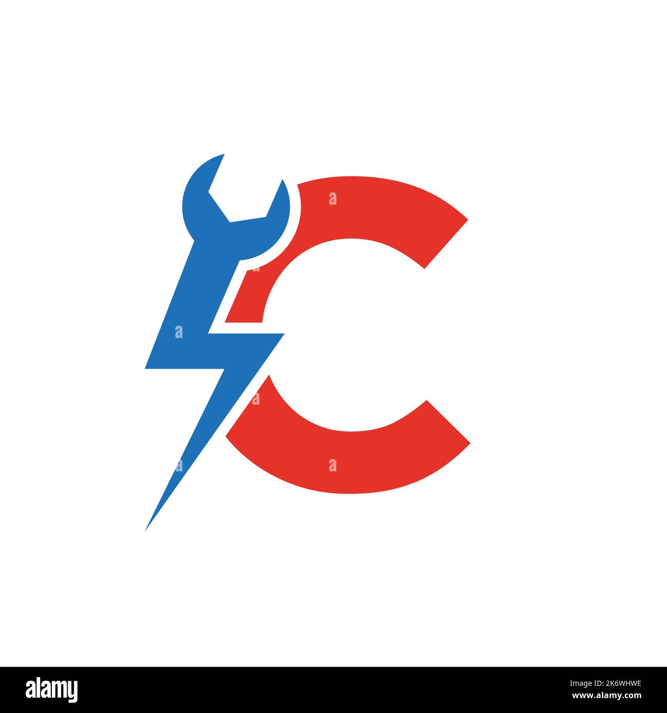 Initial Letter C Repair Wrench And Volt Power Logo Design For Repair ...