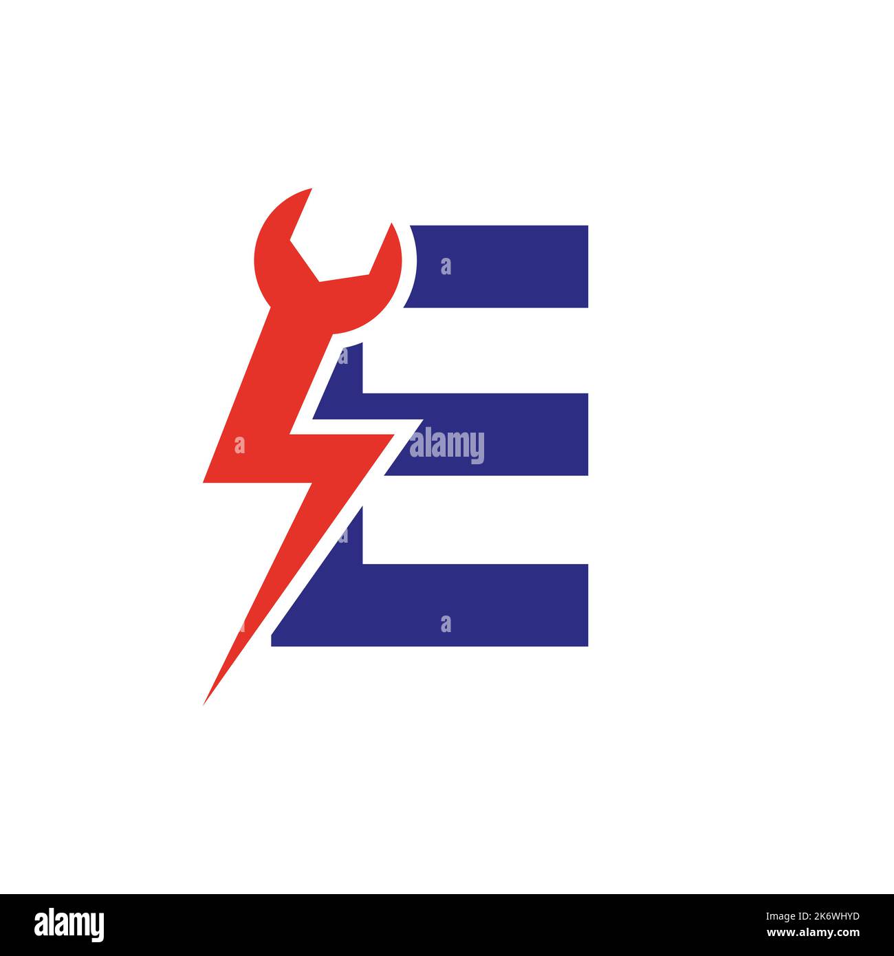 Initial Letter E Repair Wrench And Volt Power Logo Design For Repair ...
