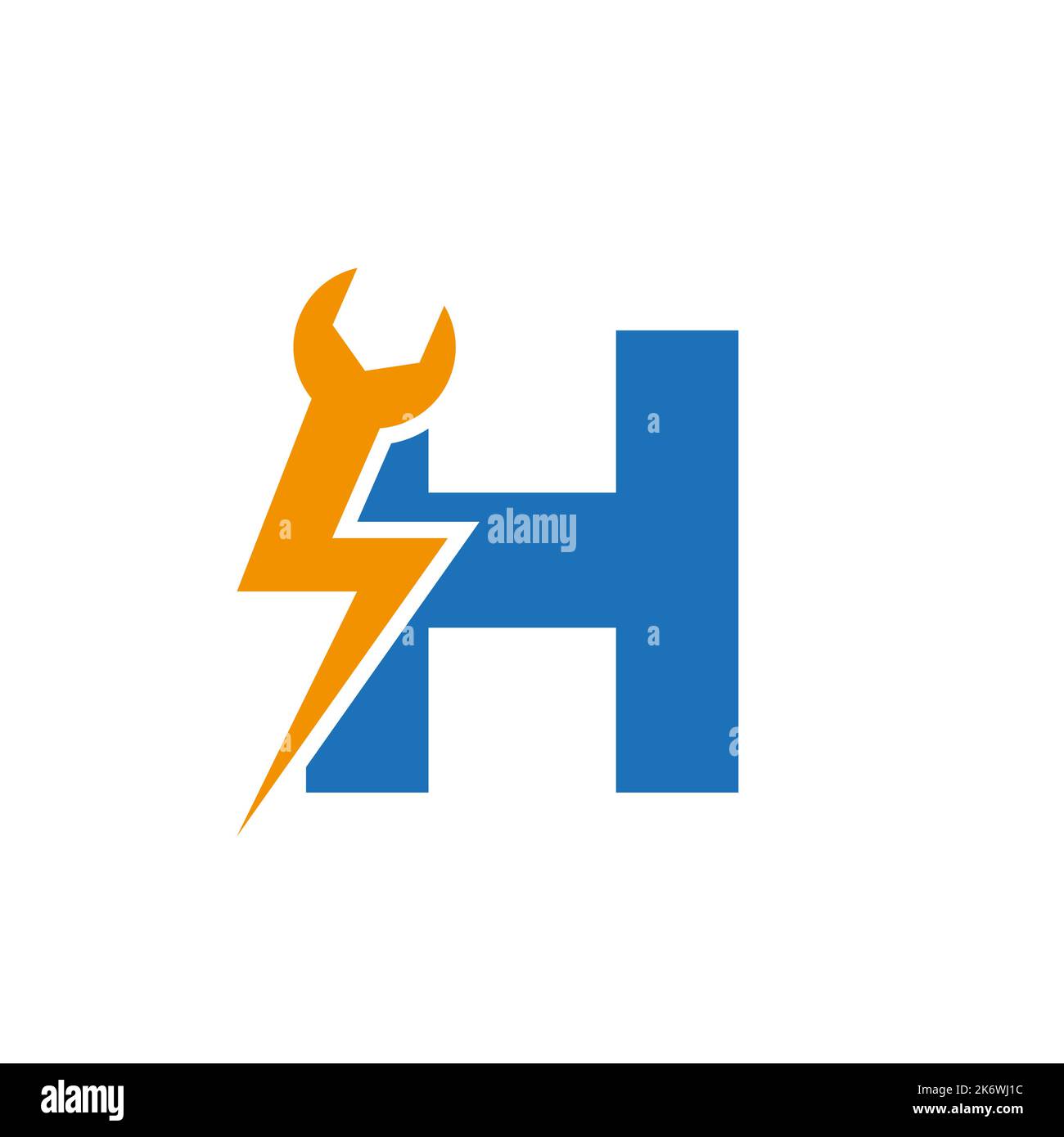 Initial Letter H Repair Wrench And Volt Power Logo Design For Repair ...