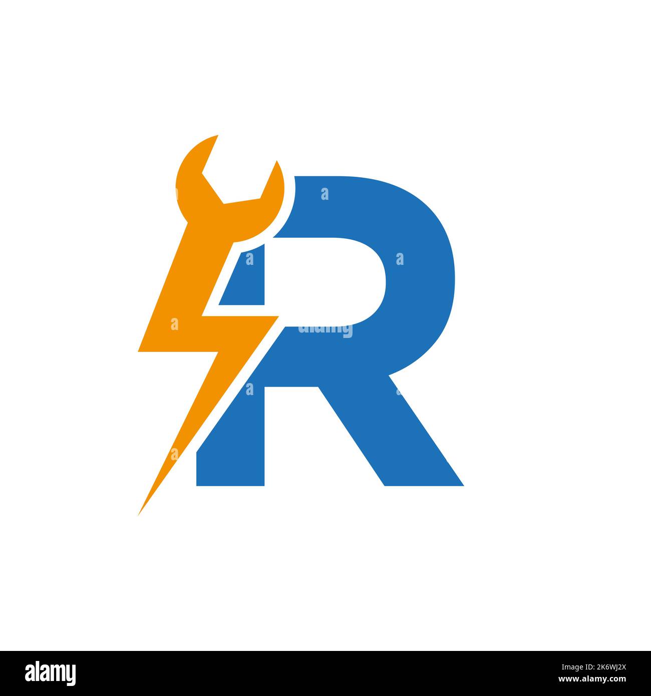 Initial Letter R Repair Wrench And Volt Power Logo Design For Repair ...