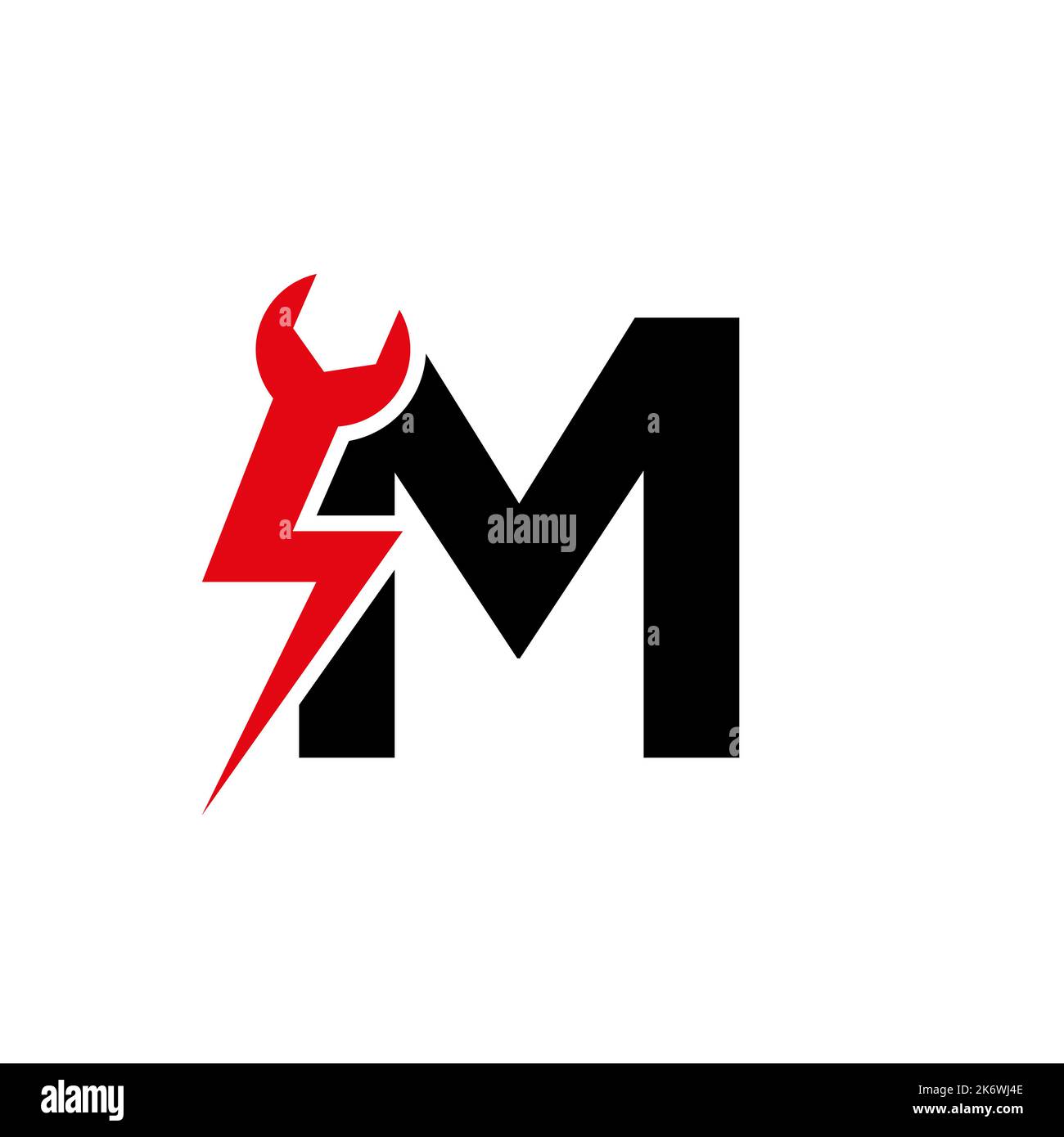 Initial Letter M Repair Wrench And Volt Power Logo Design For Repair ...
