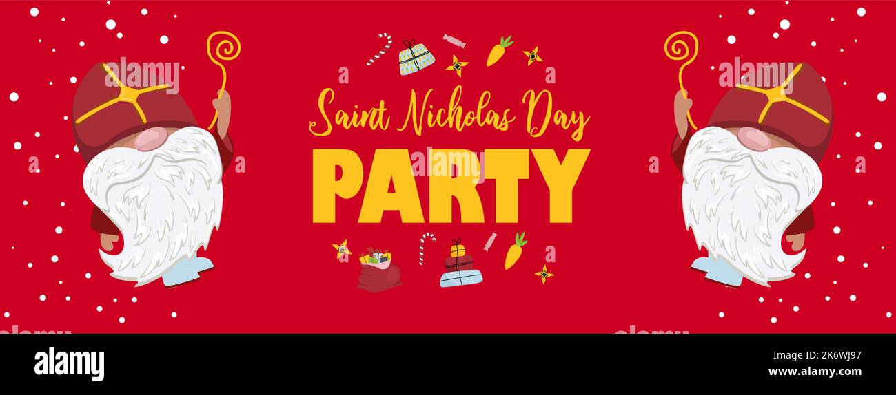 Saint Nicholas Day banner horizontal. Web banner saint nicholas. Cute ...