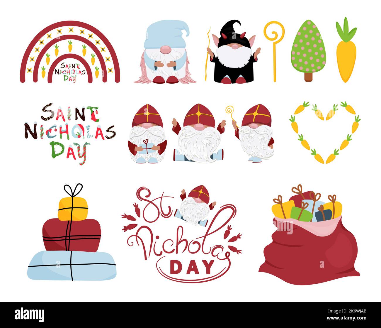 Saint Nicholas Day.Saint Nicholas Day vector elements set Stock Vector ...