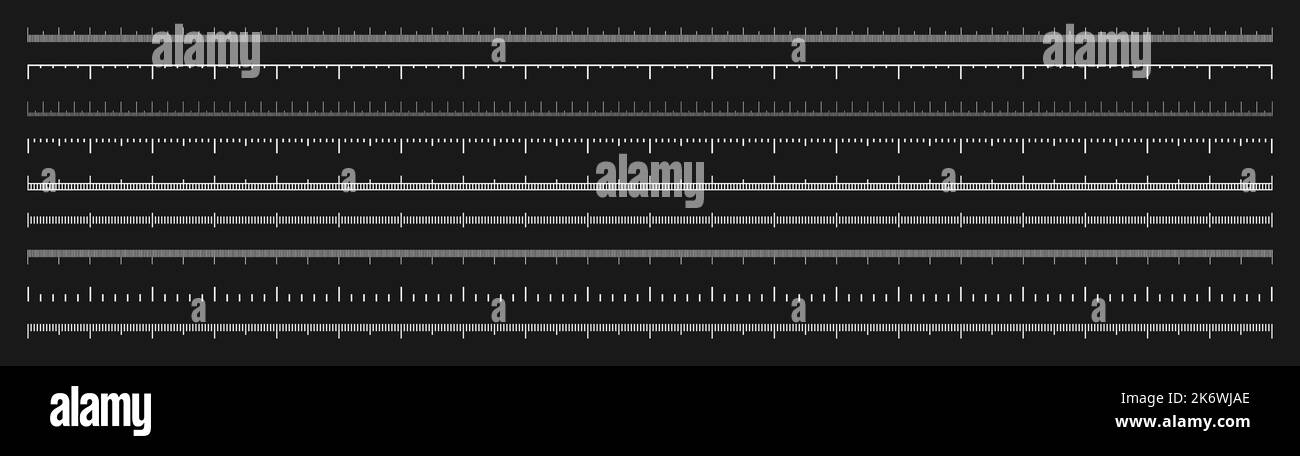 Various measurement scales with divisions. Realistic white scale for ...