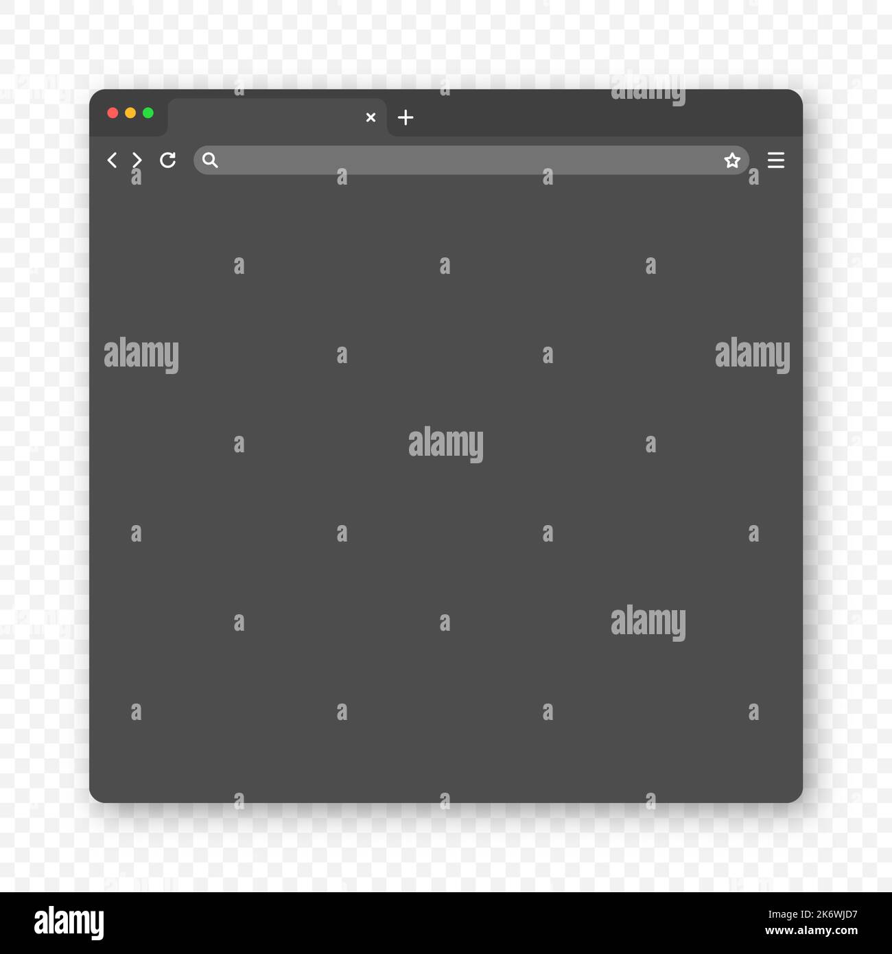 Blank web browser window with tab, toolbar and search field. Modern ...