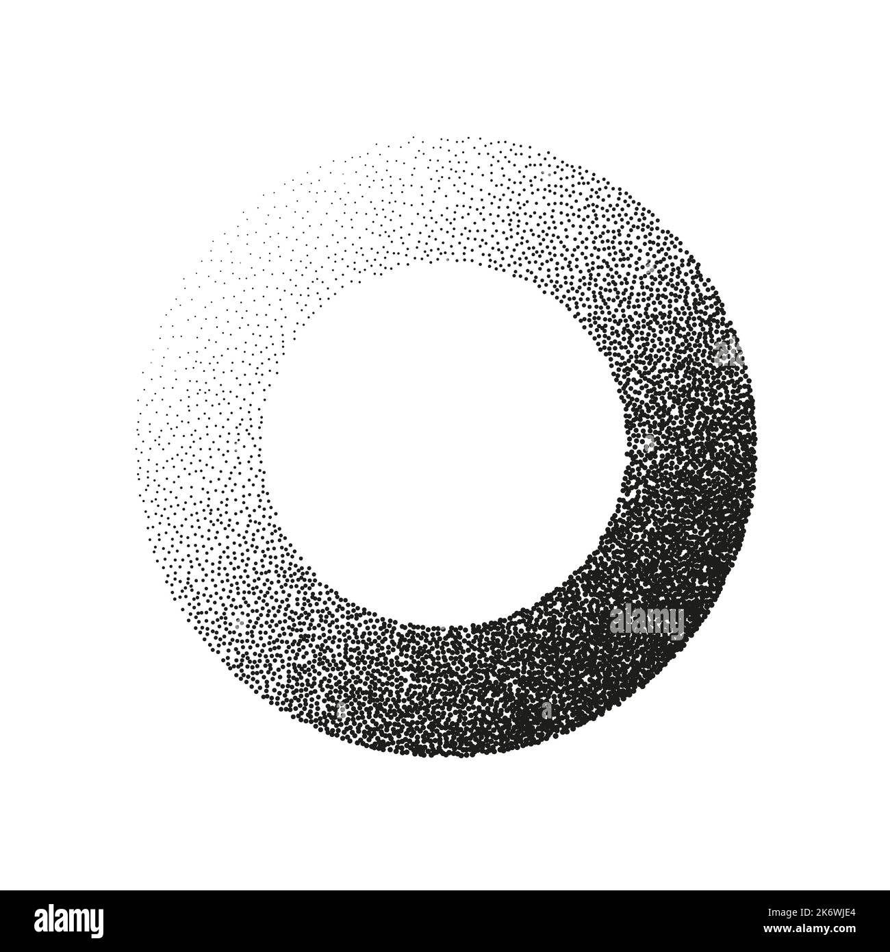 Round shaped dotted object, stipple elements. Fading gradient ...