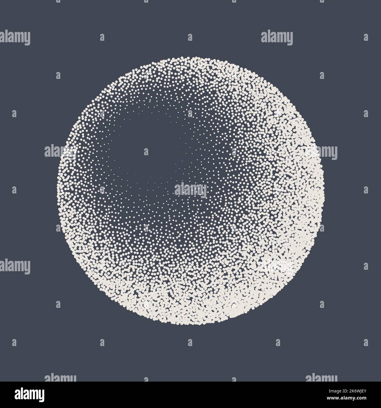 Round shaped dotted object, stipple elements. Fading gradient ...