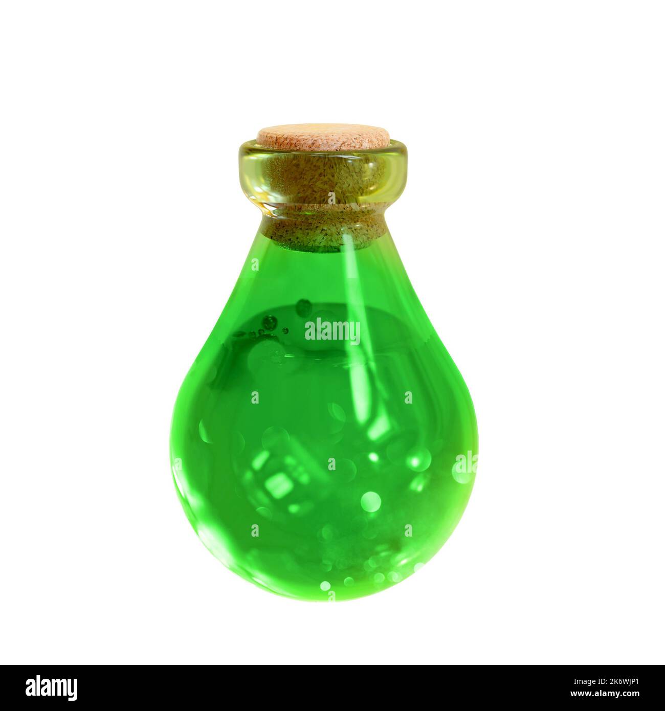 Bottle with green potion 3D rendering Holloween concept isolated on ...