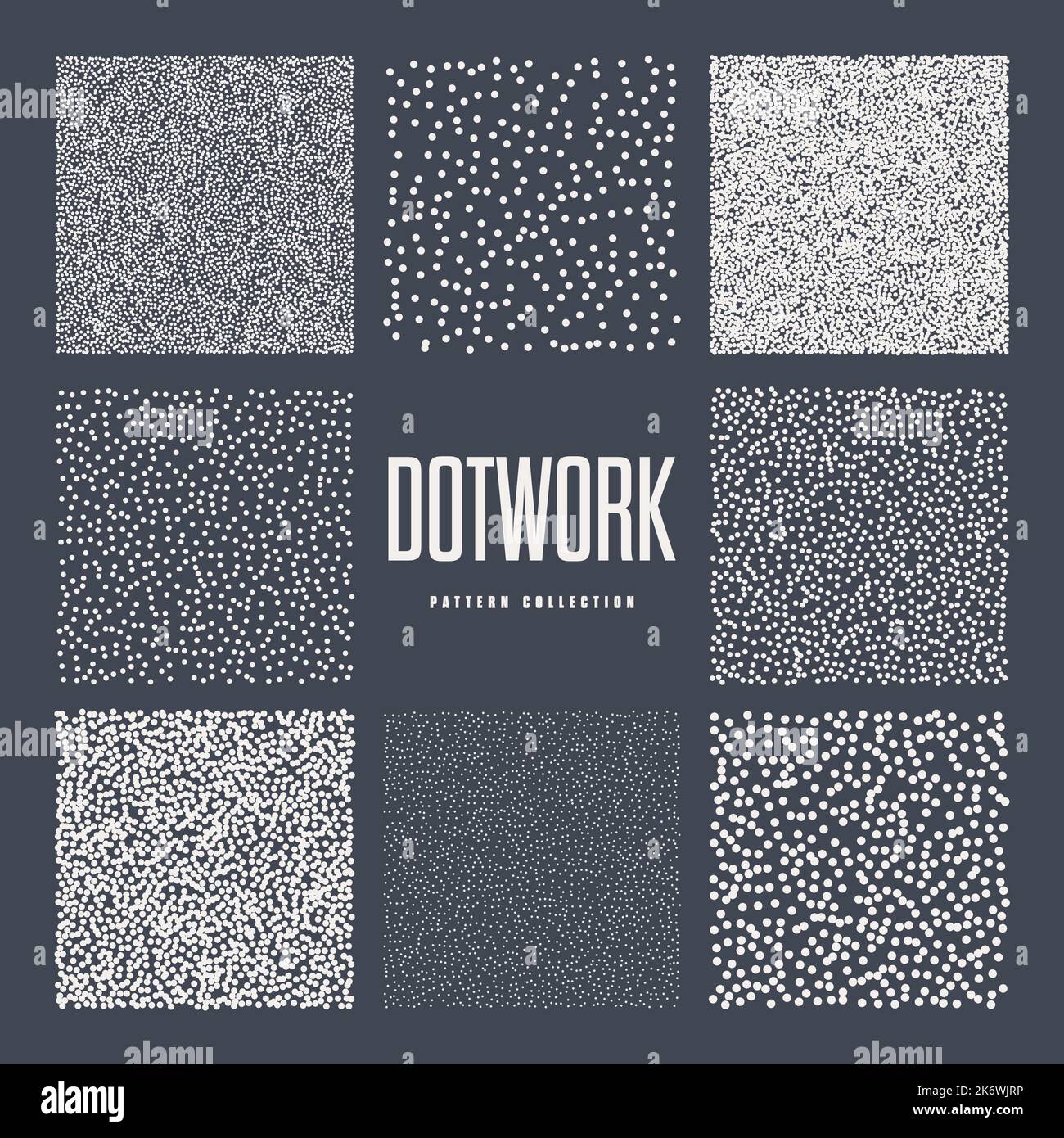 Square shaped dotted objects, stipple elements. Stippling, dotwork ...