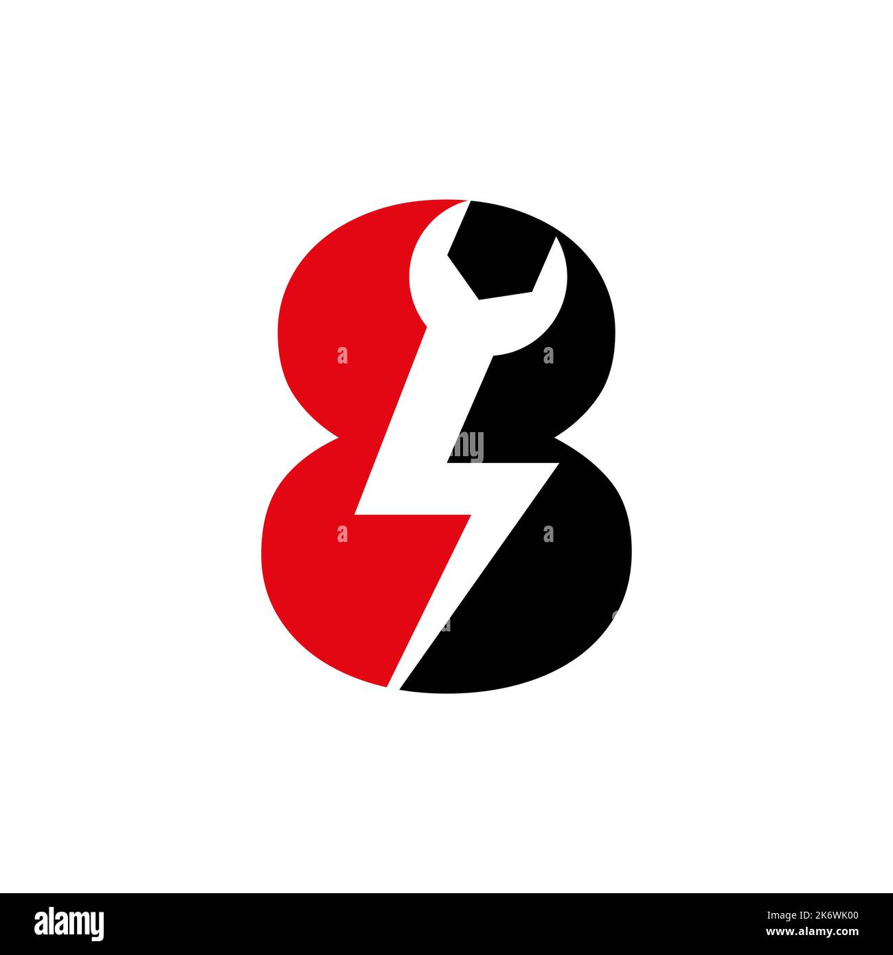 Initial Letter 8 Repair Wrench And Volt Power Logo Design For Repair ...