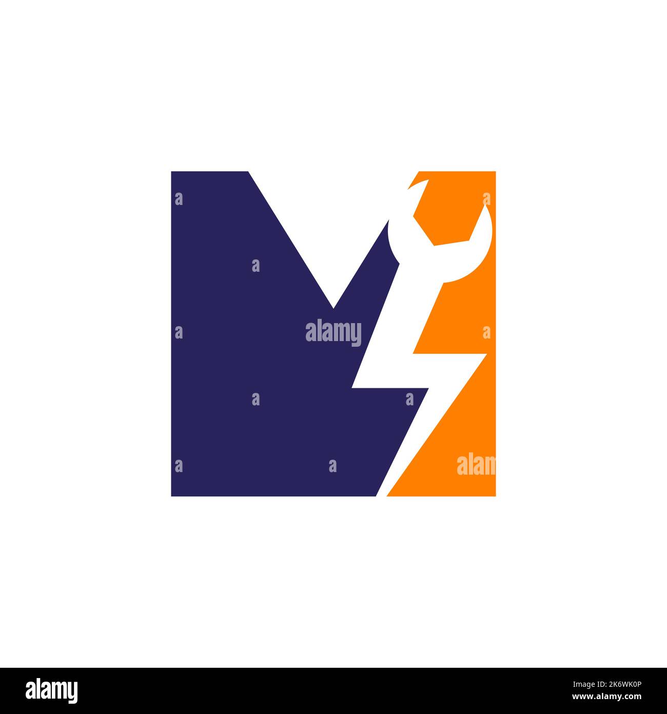 Initial Letter M Repair Wrench And Volt Power Logo Design For Repair ...
