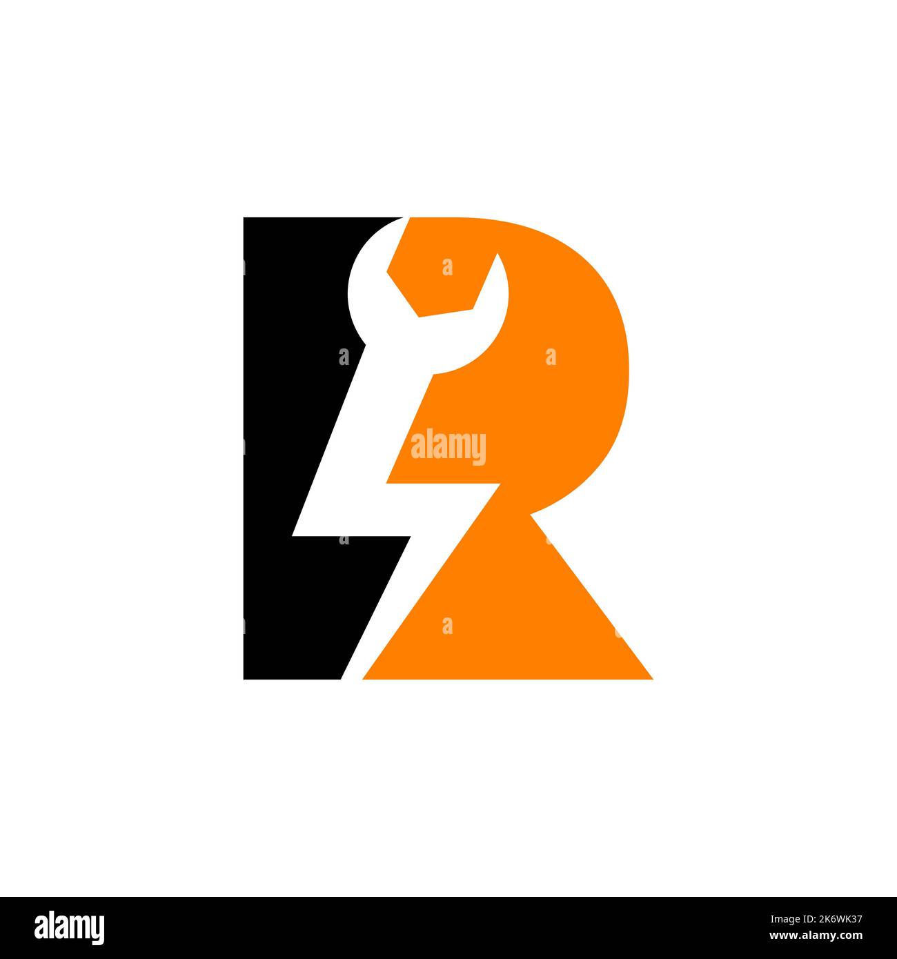 Initial Letter R Repair Wrench And Volt Power Logo Design For Repair ...