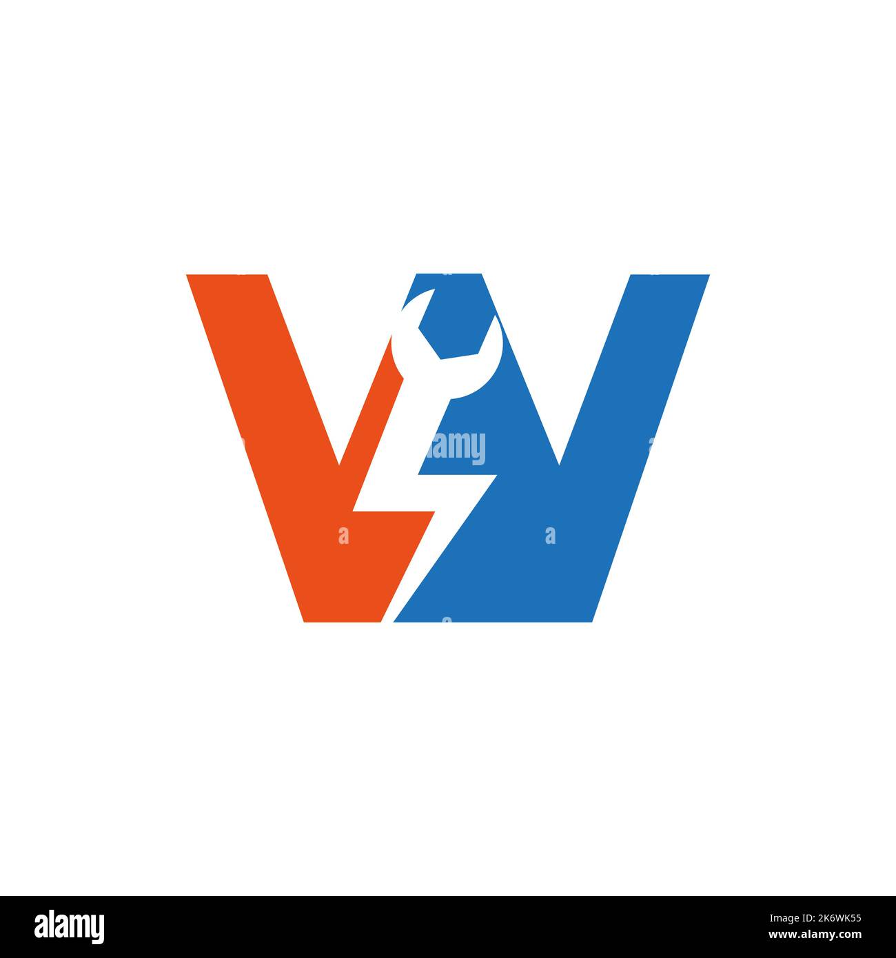 Initial Letter W Repair Wrench And Volt Power Logo Design For Repair ...