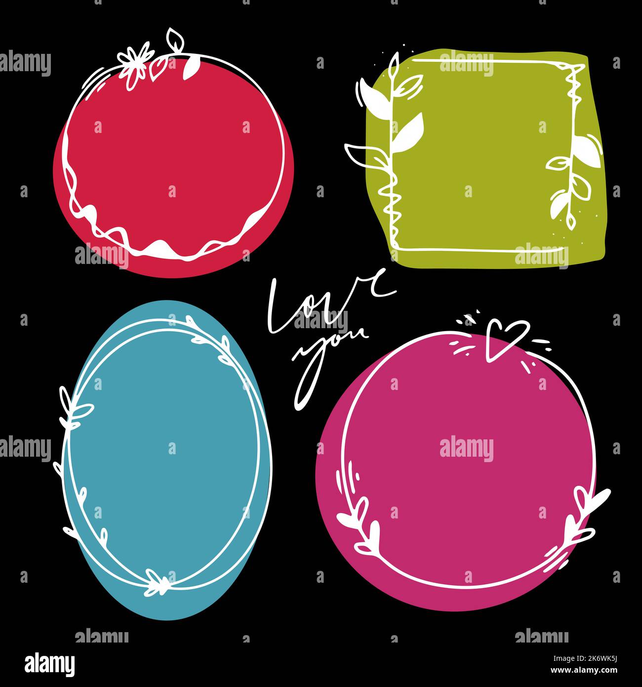 Hand drawn circle line sketch set. frames Vector circular scribble ...