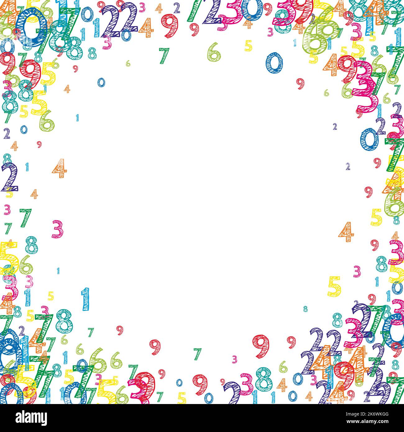 Falling colorful orderly numbers. Math study concept with flying digits ...