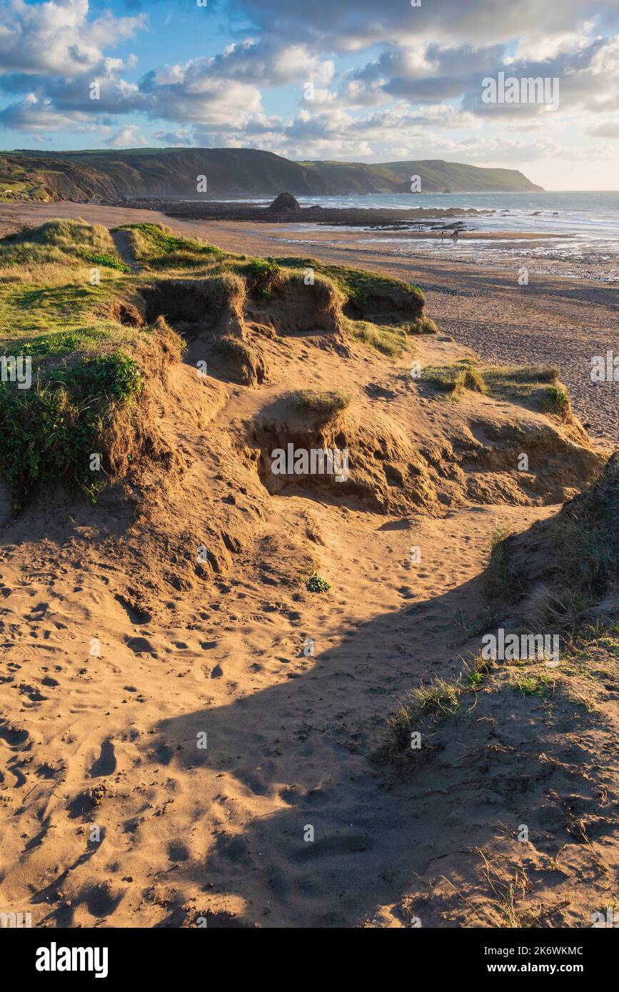 Beautiful Summer sunset landscape image of Widemouth Bay in Devon ...
