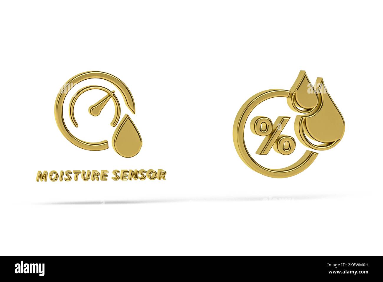 Golden 3d moisture meter icon isolated on white background - 3D render ...