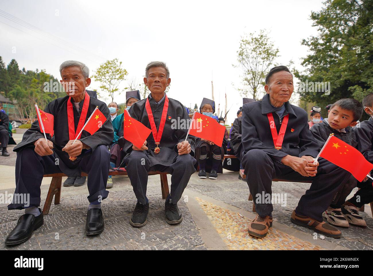 QIANDONGNAN, CHINA - OCTOBER 16, 2022 - Villagers of Miao ethnic group ... QIANDONGNAN, CHINA - OCTOBER 16, 2022 - Villagers of Miao ethnic group ...