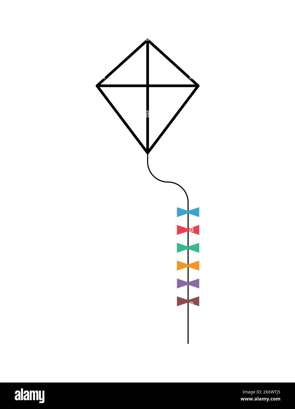 Fly kite icon, hobby outdoor activity symbol, wind air game vector ...