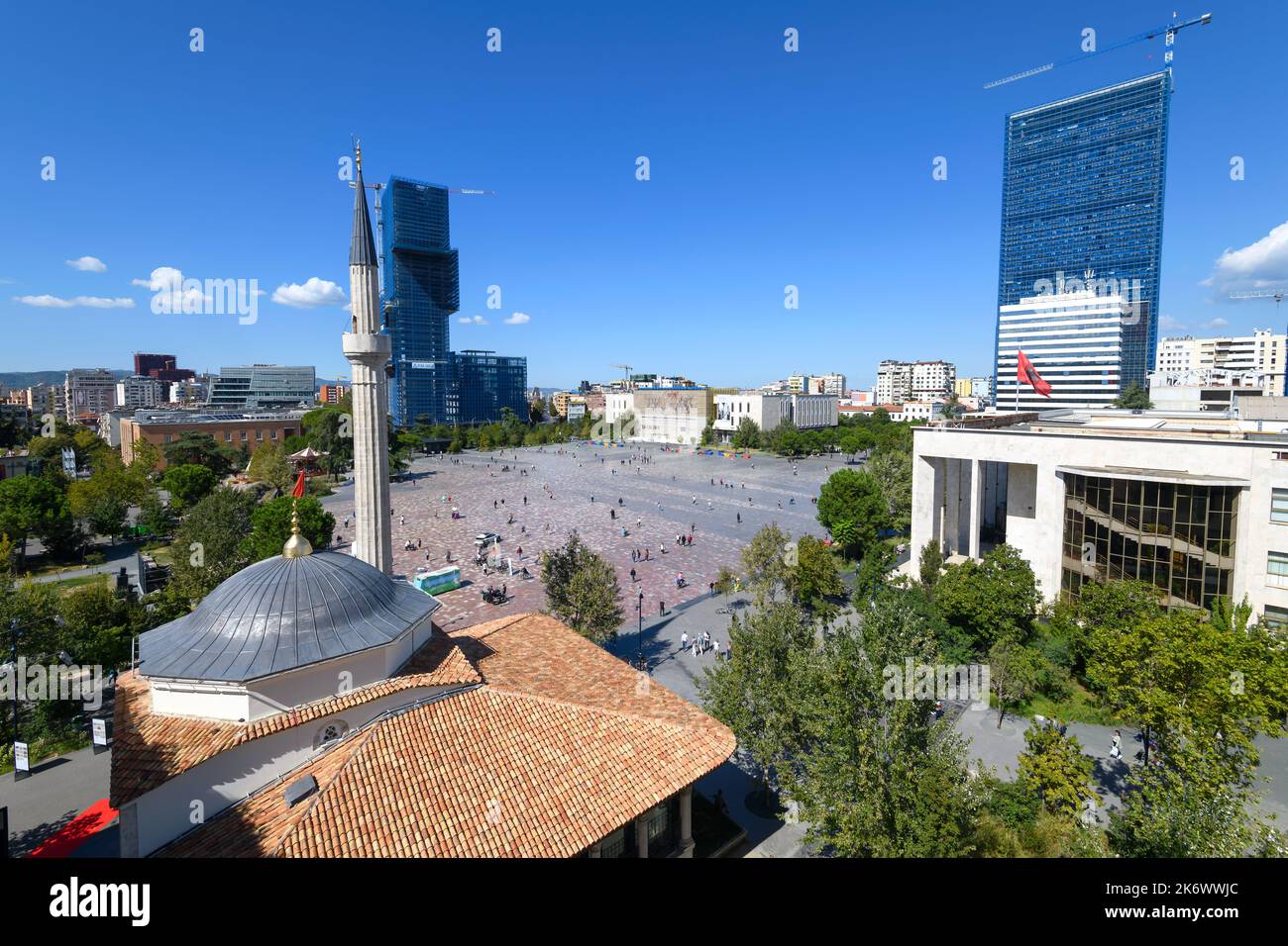 Skanderbeg Square in Tirana, Albania. Main plaza of Tirana recently ...